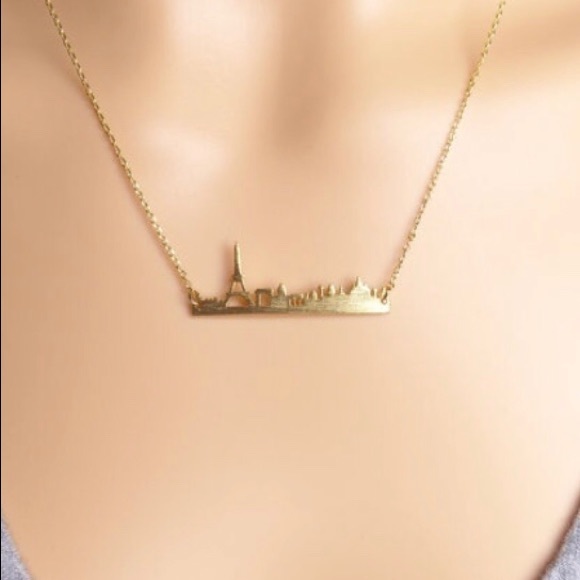 Jewelry | Paris Skyline Necklace In Gold | Poshmark